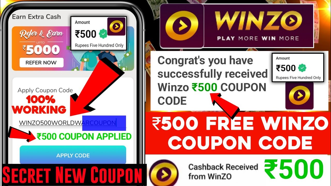 Winzo ₹500 Coupon Code ? Kaise Le 2023 Today | Winzo App Me Free Paise ...