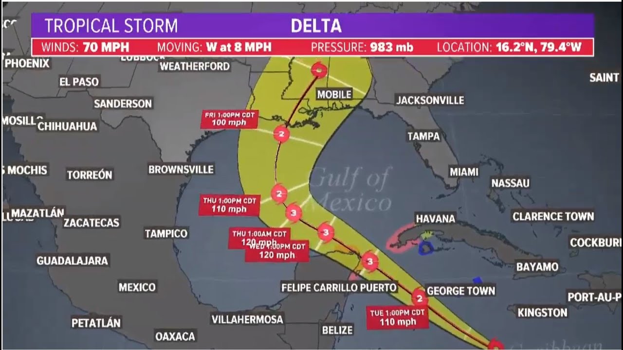 Tropical update: Tracking Tropical Storm Delta as it moves toward Gulf ...