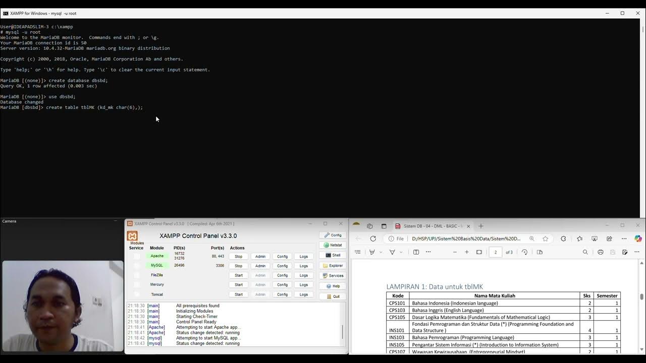 Membuat database dan table menggunakan load data infile - YouTube