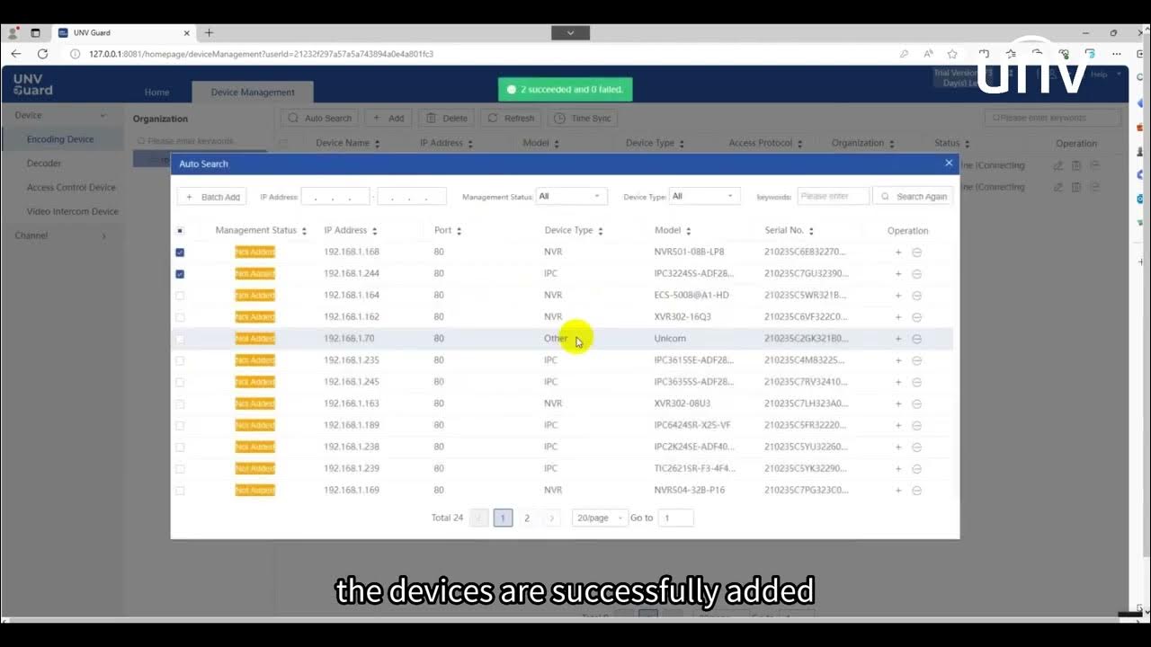 How to Configure Device Management Function on the UNV Guard - YouTube