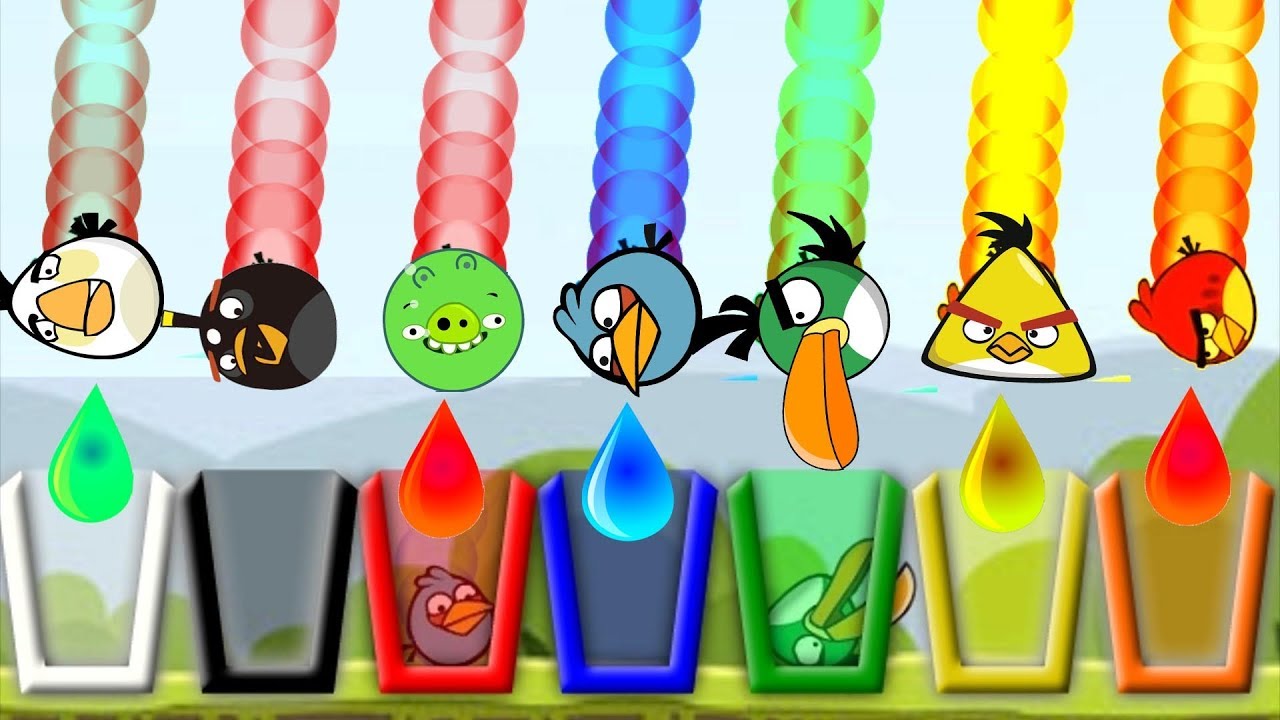 Angry Birds Drink Water 2 - GIVE RAINBOW CUP OF WATER TO 7 BIRDS COLLECTION! - YouTube