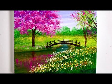 Spring Painting | Spring Landscape Painting | Acrylic Painting - YouTube