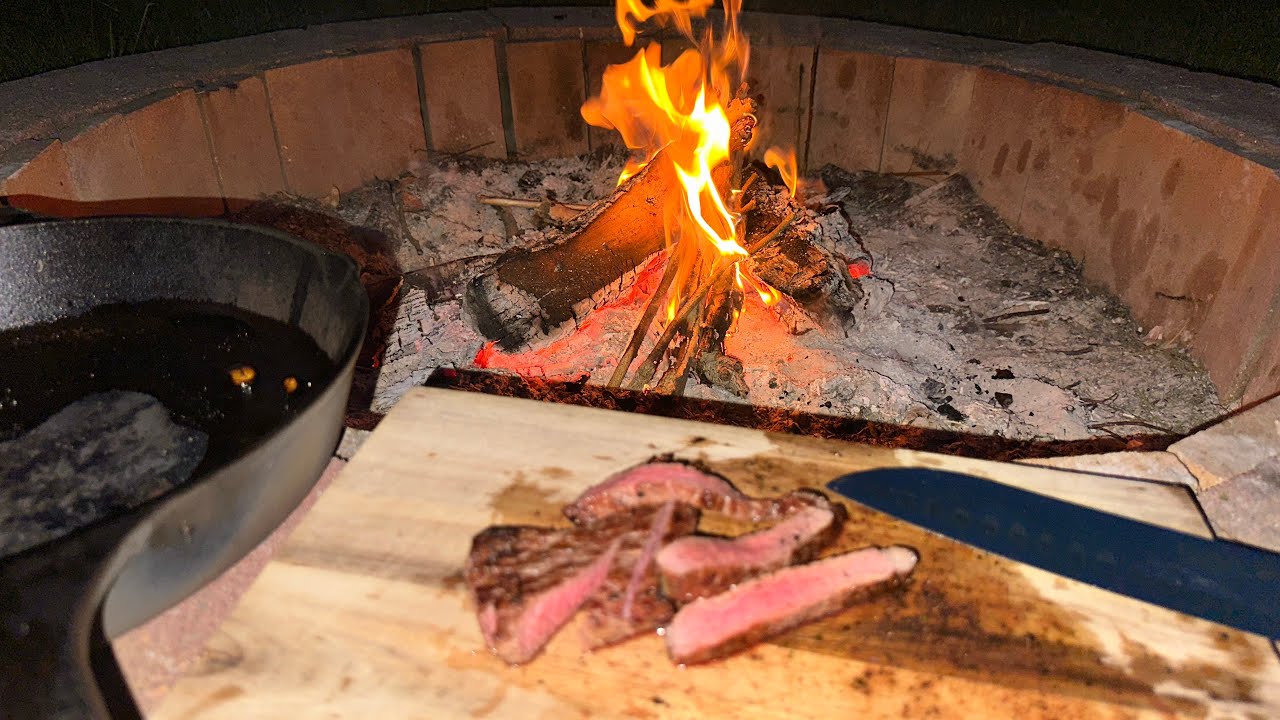 Searing a steak over an open flame | ASMR Cooking | Cooking in Nature ...