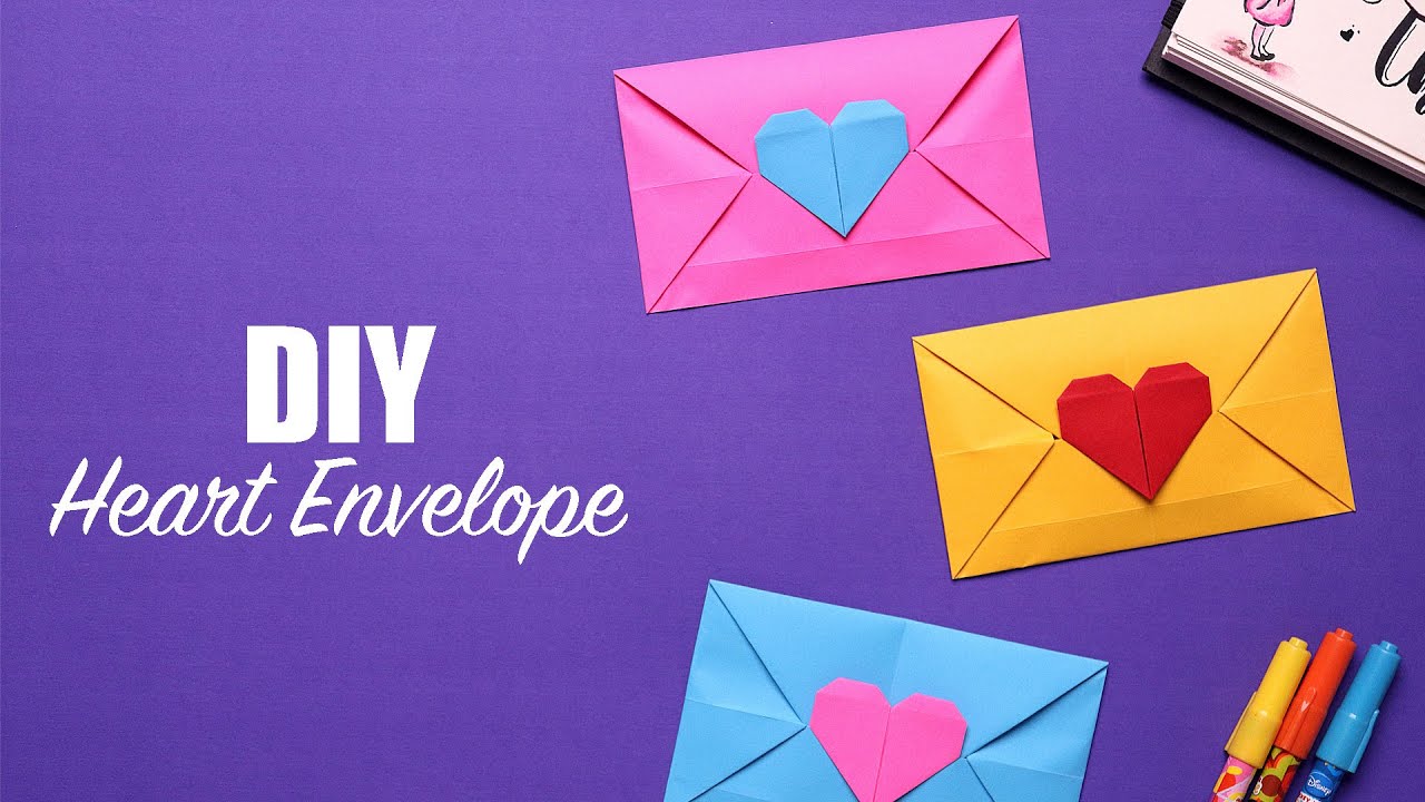 DIY Heart Envelope | Heart Lock Envelope | How to Make Envelope - YouTube