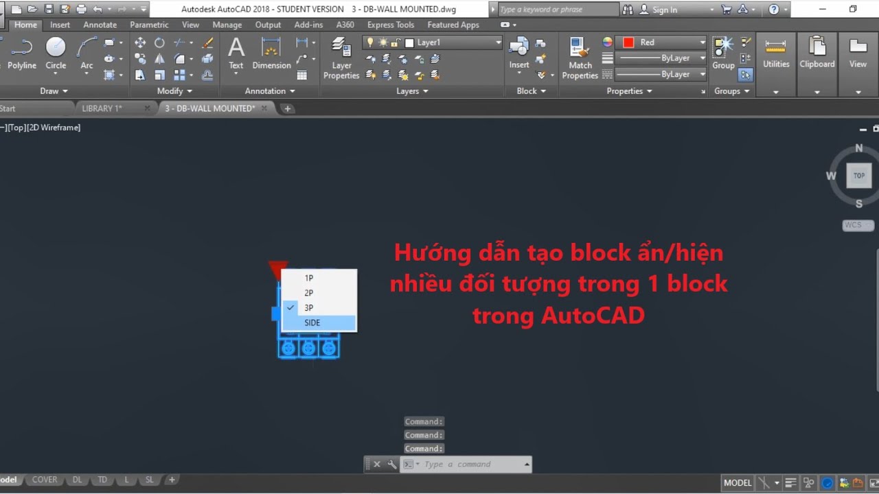 Hướng dẫn tạo block ẩn/hiện (block động) trong AutoCAD - YouTube