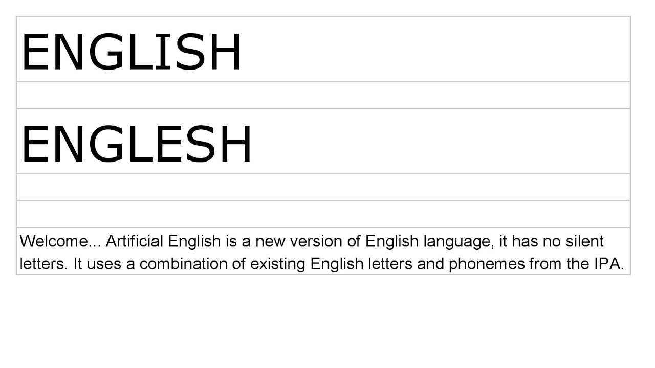 Artificial English, guide, alphabets - YouTube