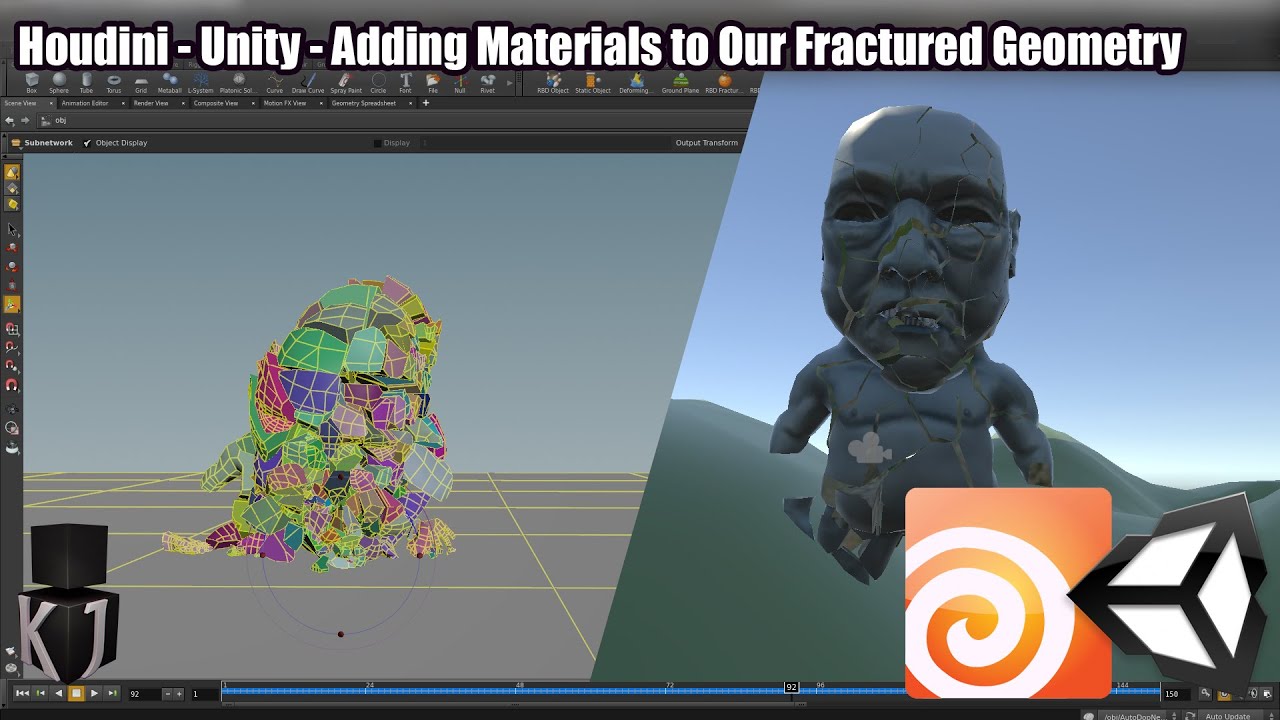 Houdini - Unity - Adding Materials to Our Fractured Geometry - YouTube