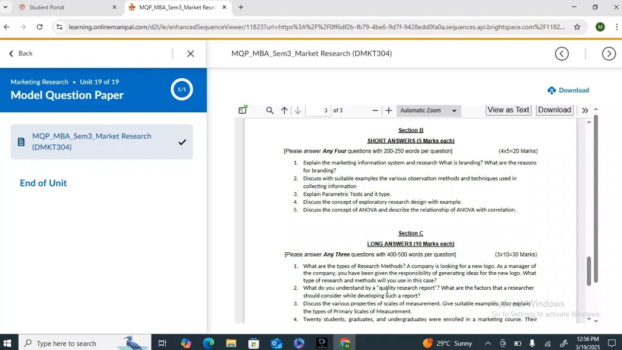 Model Question paper // Live classes link MBA Manipal - YouTube