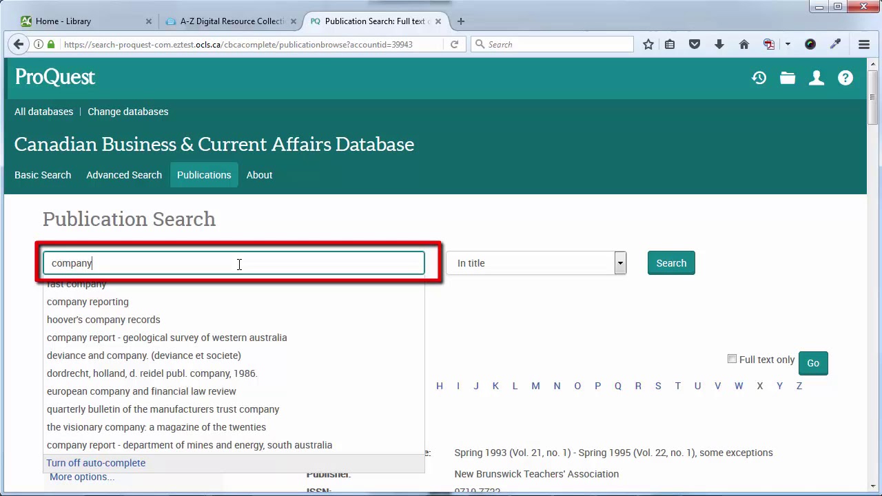 Searching for a Journal in a ProQuest Collection - YouTube