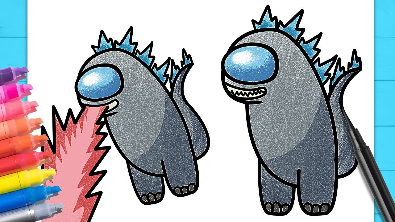 COMO DIBUJAR a GODZILLA AMONG US - How To Draw Godzilla Among Us Skin ...