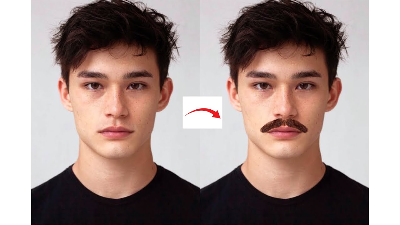 Fake moustache in photoshop / photoshop tutorial - YouTube