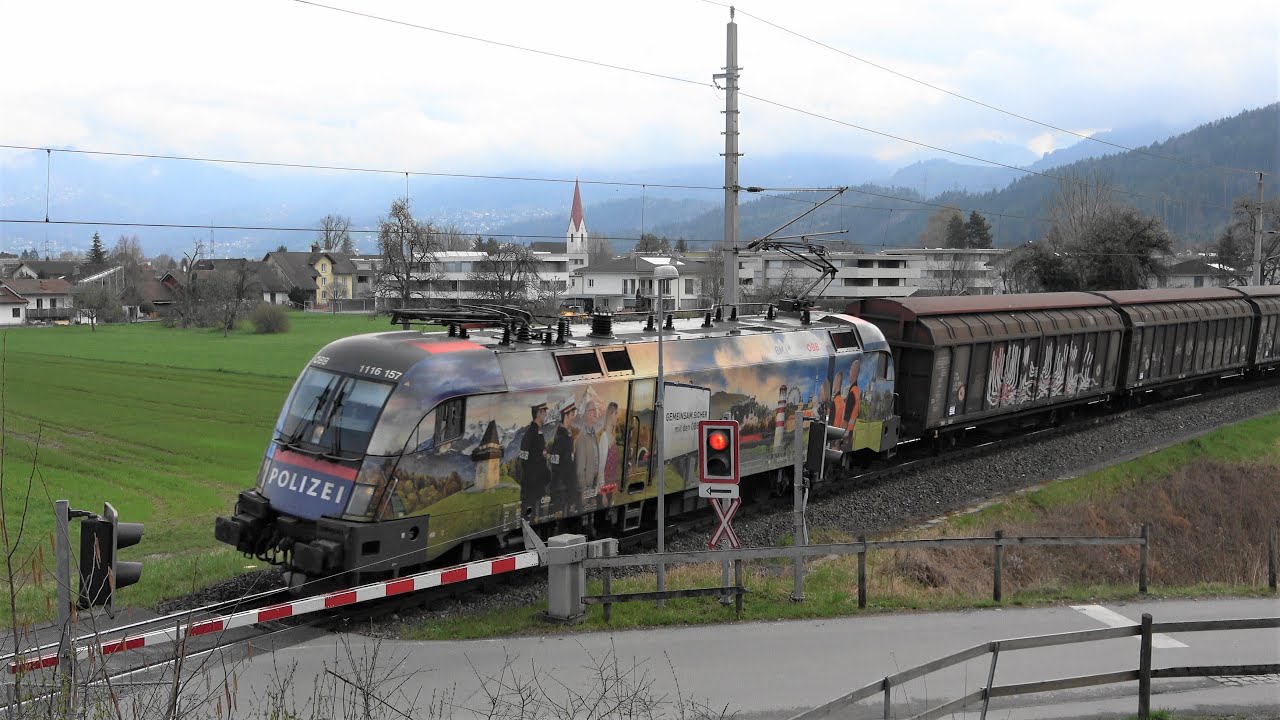 4K Güterzug fährt in die Schweiz über Liechtenstein mit ÖBB Polizei ...