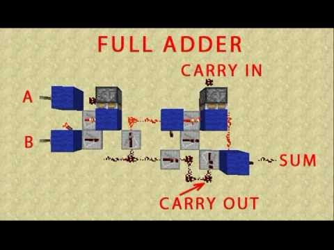 Minecraft 1.0.0 - Compact piston FULL ADDER, 6x10x1 - YouTube