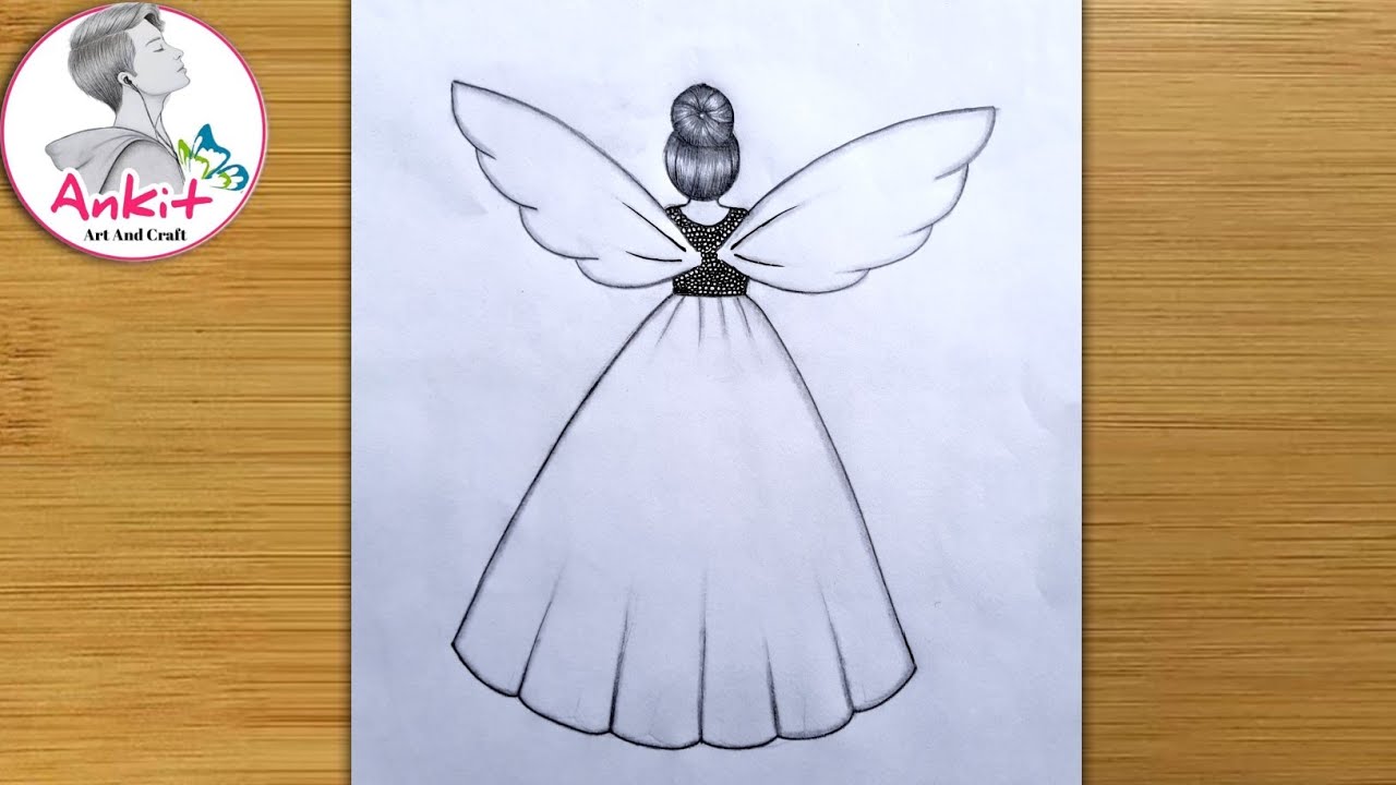 How to draw a girl with Butterfly wings for beginners || Fairy Drawing ...