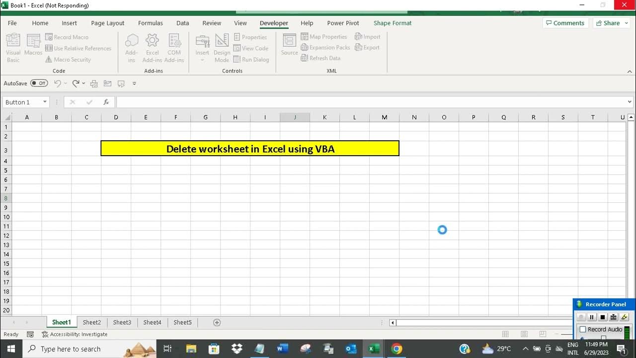 Delete worksheets in Excel using VBA - YouTube