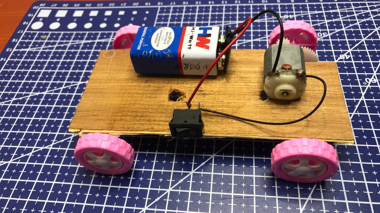 How to Make a DC Car with dynamo motor and 9v battery - YouTube