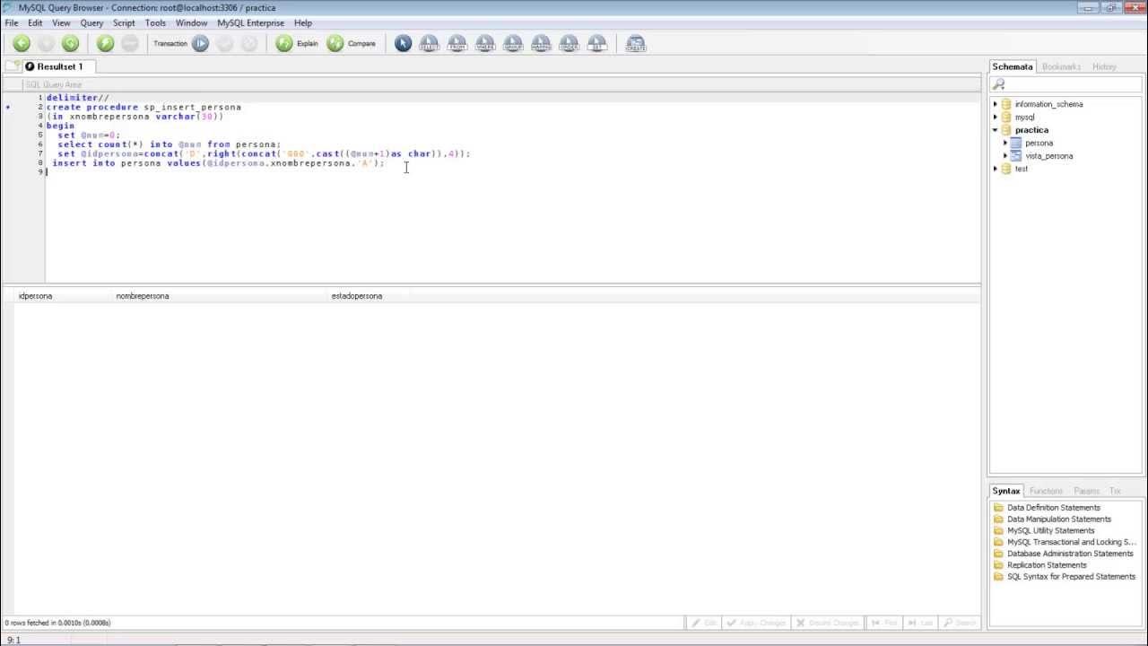 MySQL Query Browser - Base De Datos (1ra Parte LP - YouTube