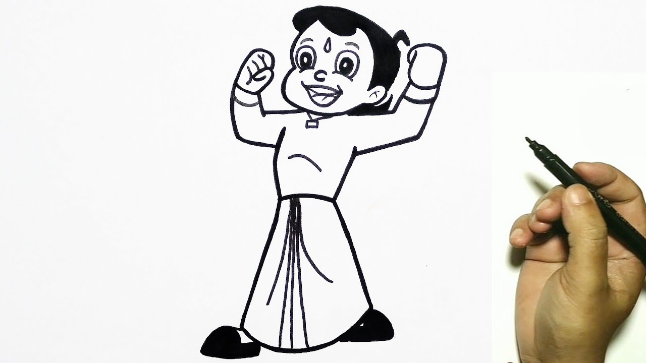 How to draw chota bhim | easy drawing art | oil pastel | by sourav ...