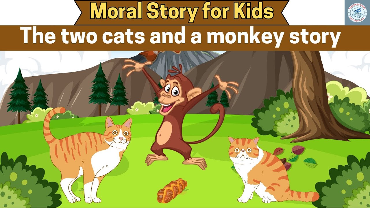 The two cats and a monkey story l short story in English for kids l ...