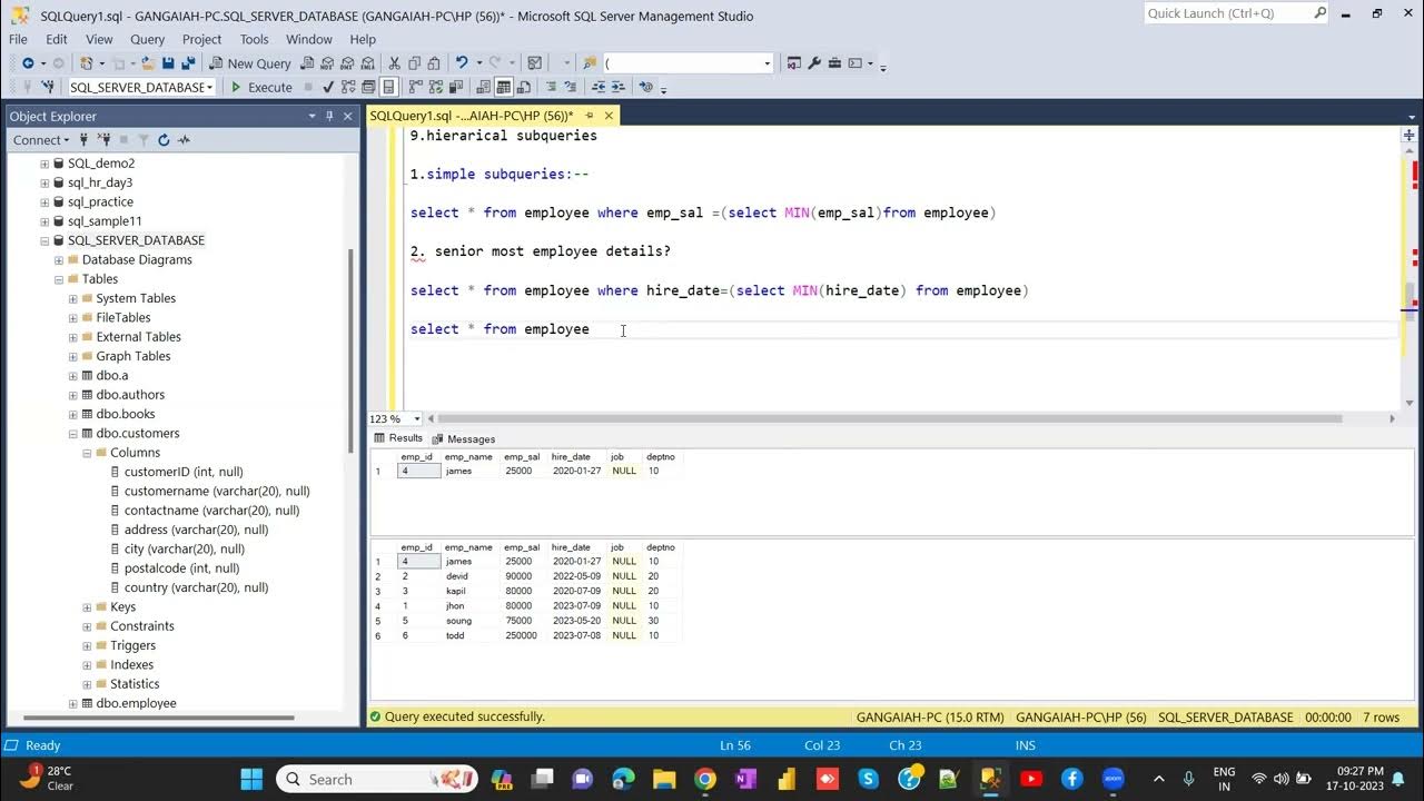 MSSQL_SERVER_Subqueries (Simple and Correlates subqueries) - YouTube