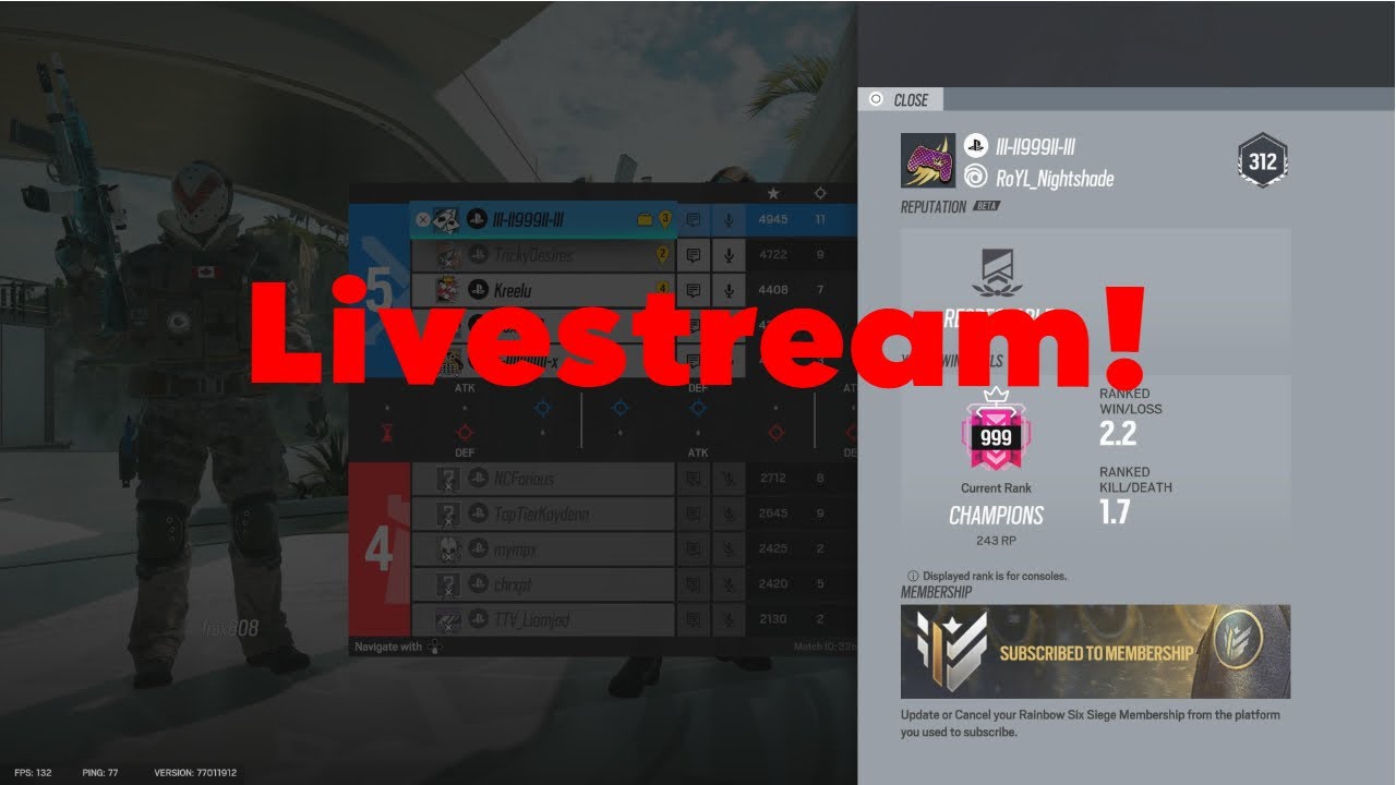 R6 Livestream | Getting to top 1000 Champ - YouTube