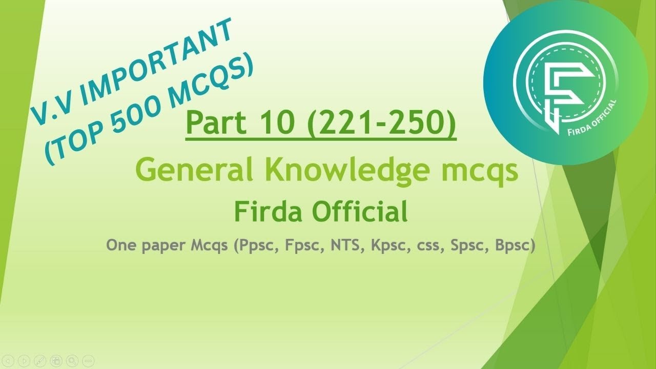 General Knowledge MCQS| Part 10 | General Knowledge Question & Answers | Past Papers - YouTube