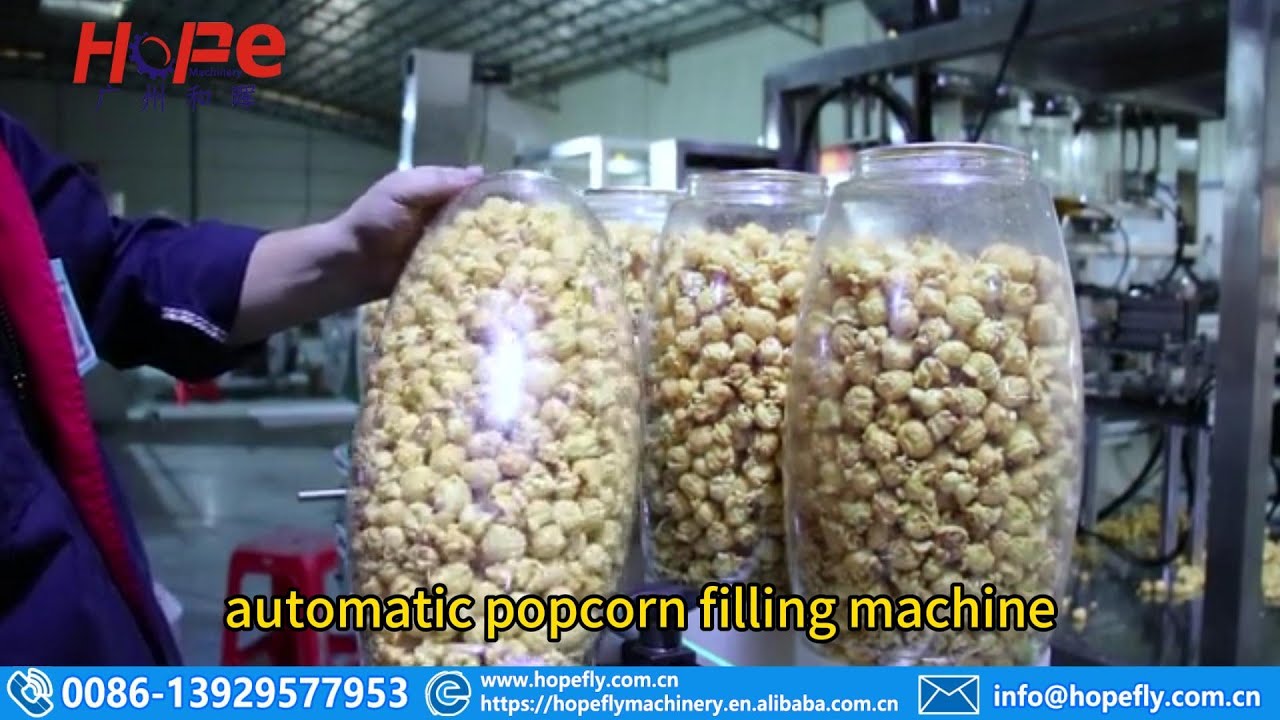 automatic popcorn filling machine - YouTube