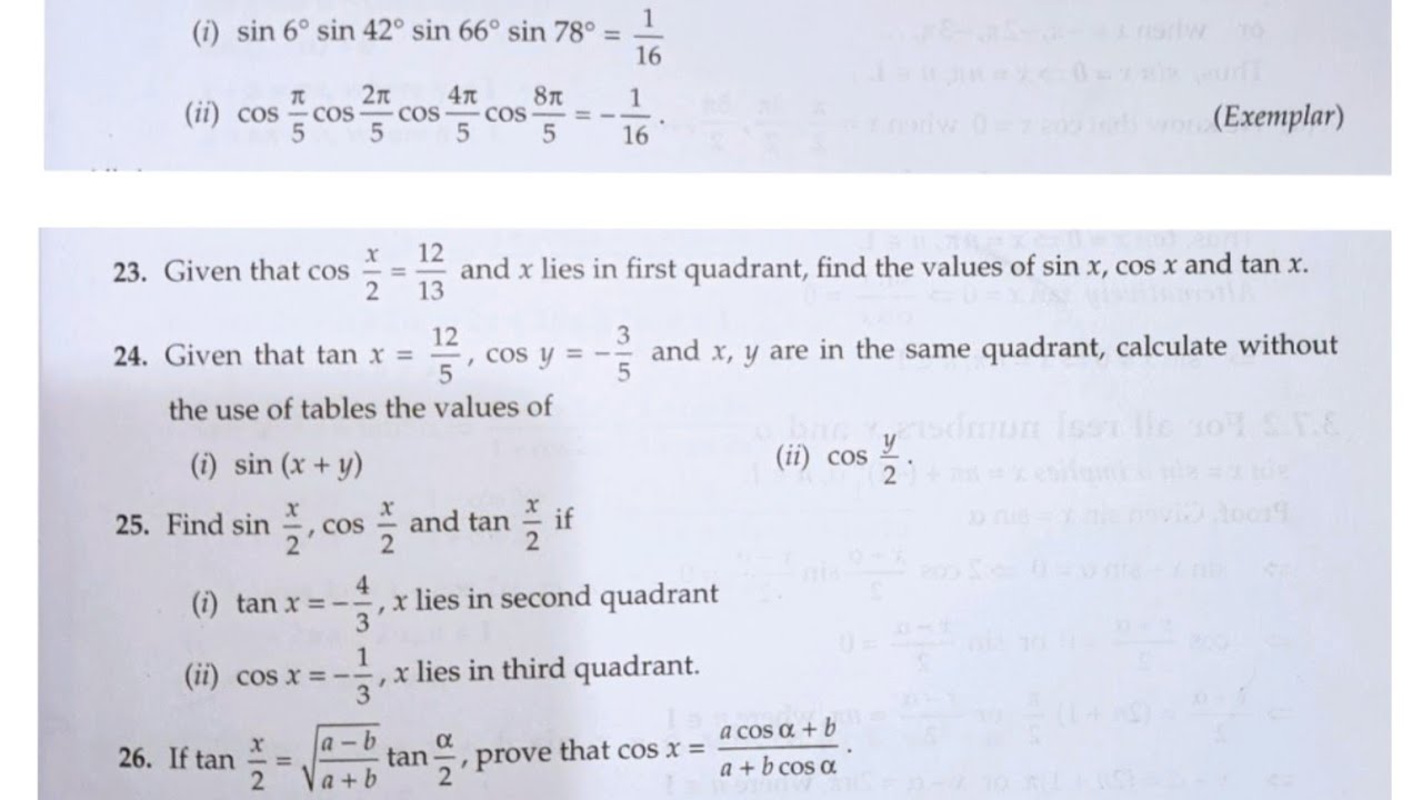 trigonometry class 11, m l aggarwal, exercise 3.7, sum 22-26 - YouTube