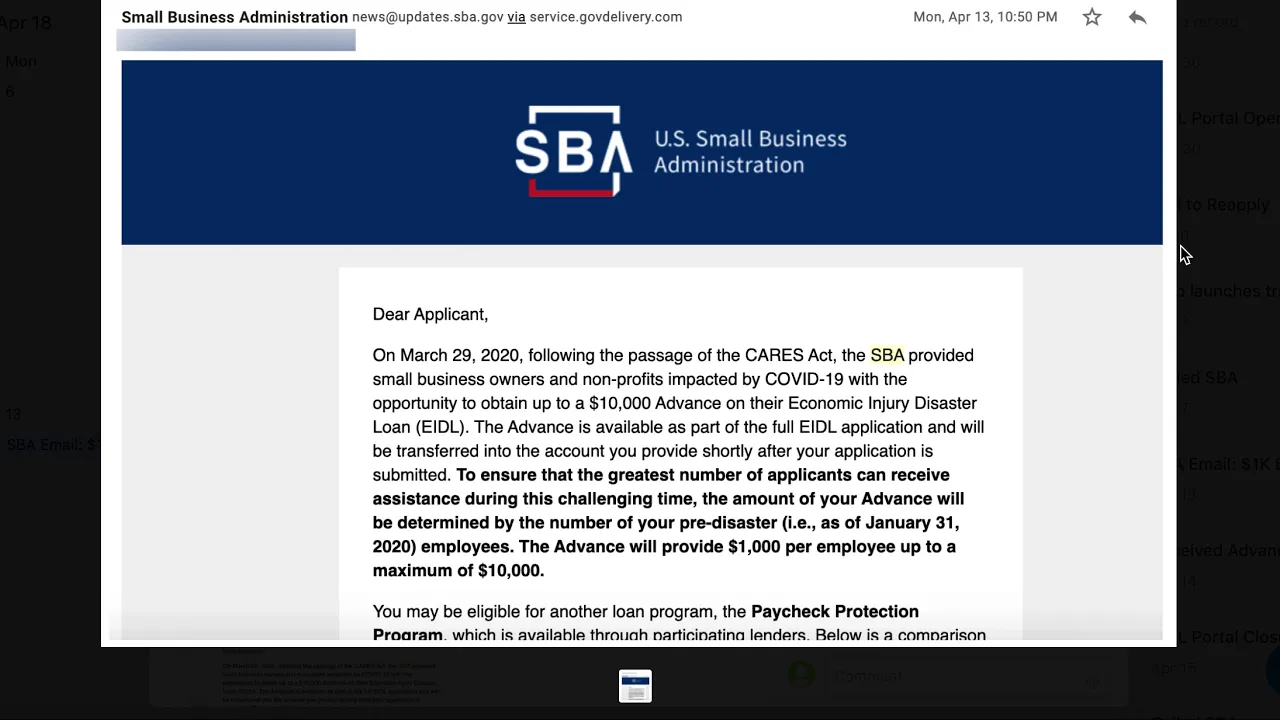 Latest SBA EIDL Advance Status Based on Self-Reported Application Numbers