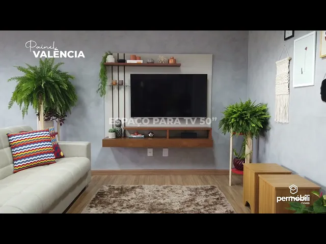Painel para TV até 50 Polegadas 4 Prateleiras Valência Permobili ...