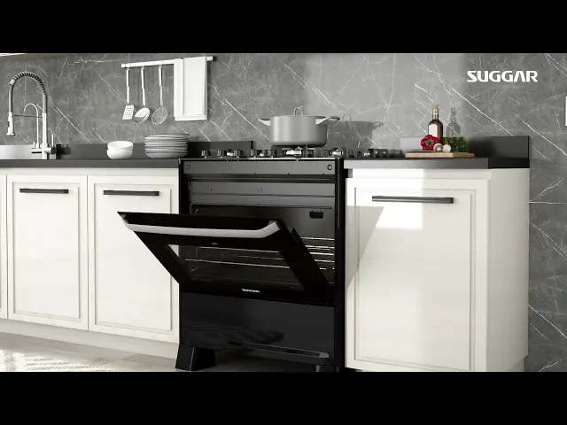 Fogão de Piso Max Plus mesa de vidro 5 queimadores Prata Suggar ...