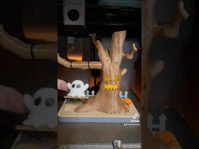 Graveyard Play Time - Ghost on Swing With Spooky Tree - Tealight Multi ...